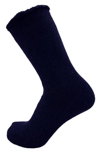 3 Pairs Mens Thermal Socks, Brushed Interior Warm Winter Thick Heavy Duty Cushioned Crew Sock, Bulk Pack (Assorted (Black/Navy/Gray))