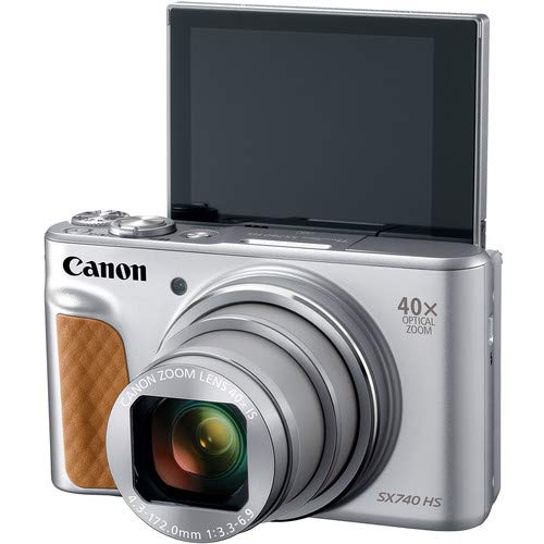 Canon PowerShot SX740 HS Digital Camera (Silver) Accessory Bundle with Flexible Spider Tripod, 32GB Memory, Camera Case and More..
