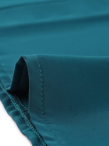 Allegra K Sleeveless Work Top for Women's Elegant Pleated Chiffon V Neck Blouse Shirt Large Peacock Blue