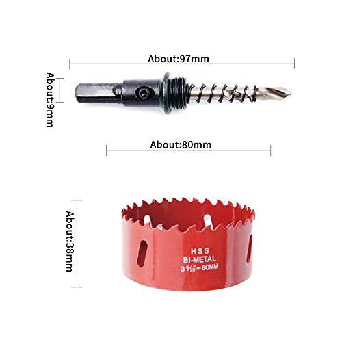 80mm Hole Cutter Laiwei HSS Bi-Metal Hole Saw&Cutter for Wood Plastic Drywall & Metal Sheet 3-1/8“(80mm)3.15inch
