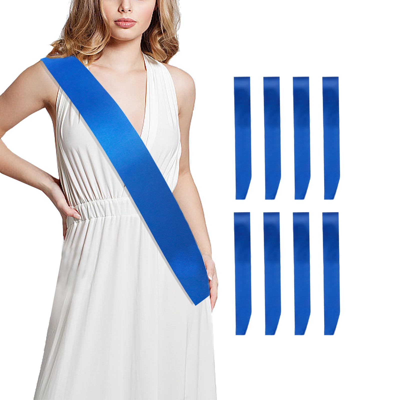 8 Pcs Sash Blank Satin Sash Royal Blue Sash Party Decorations, Bride To Be Sash, Plain Sash, Diy Sash Sashes for Pageants, Birthday, Homecoming, Graduation, Hen Party, Wedding, Make Your Own Sash