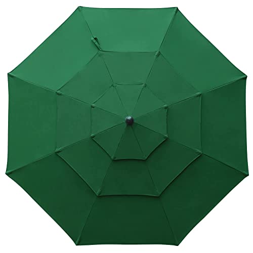 Aoodor Patio Umbrella 10 ft Dining Table Outdoor Market Umbrella 3 Tier - Green