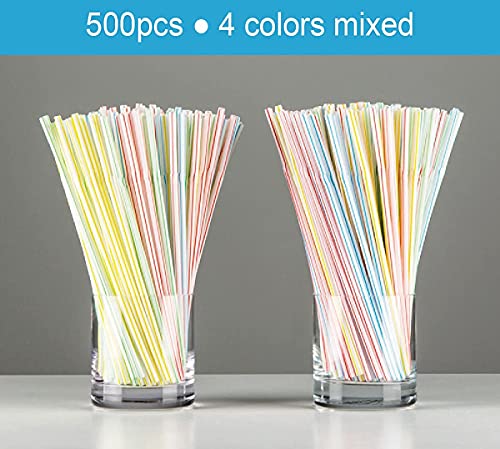 500 Pcs 8.27 Inch Colorful Flexible Plastic Drinking Straws,Individually Wrapped , Bendable,Disposable,Thick Straw for Party, for Use with Any Jumbo Cup or Water Bottle,BAP Free, Dia 0.24inch
