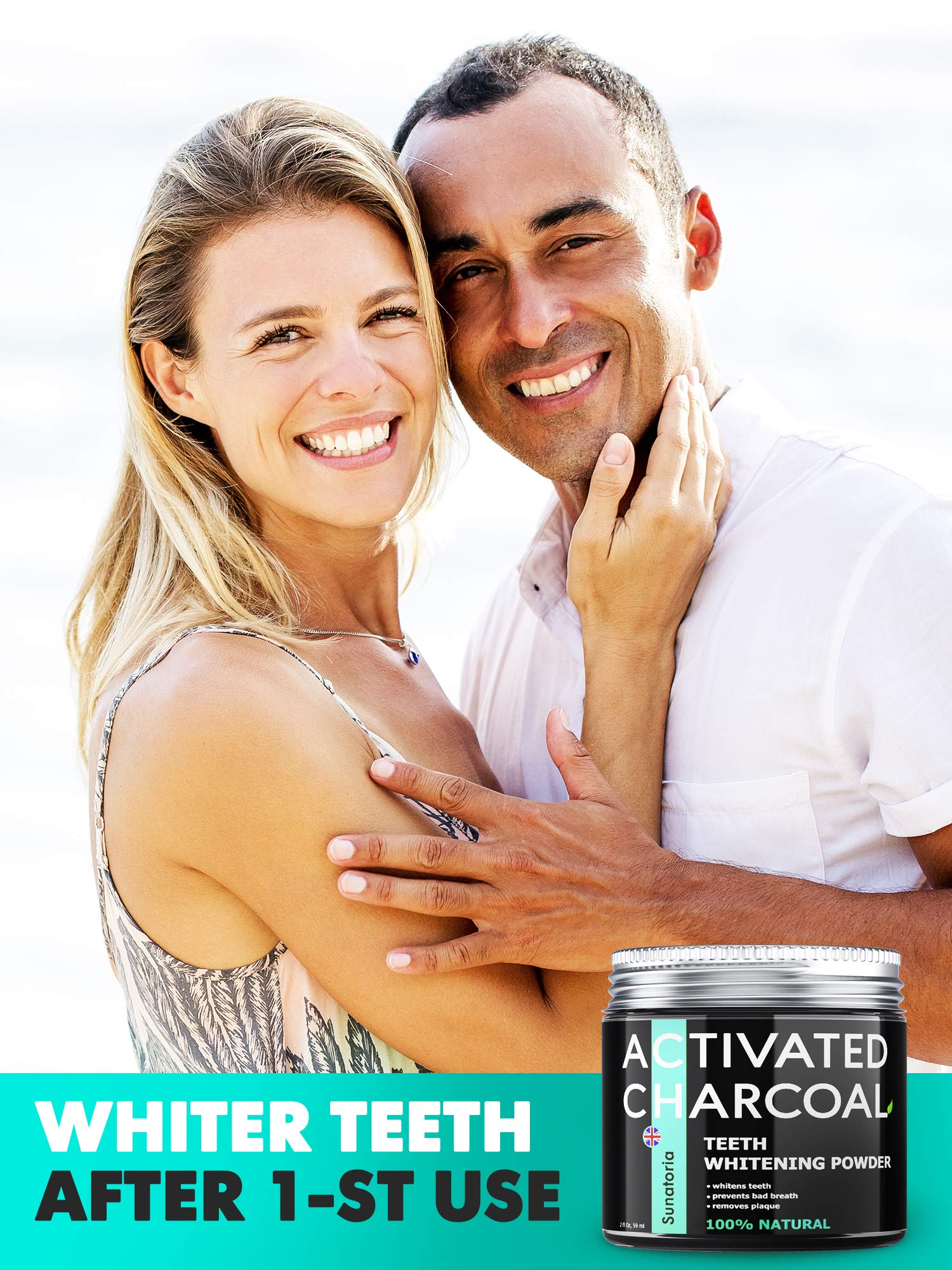 Teeth Whitening Powder - Remineralizing Tooth Powder for Tooth Whitening 5 in 1 Formula | Blanqueador de Dientes | Charcoal Toothpaste Alternative | Sensitivity Treatments