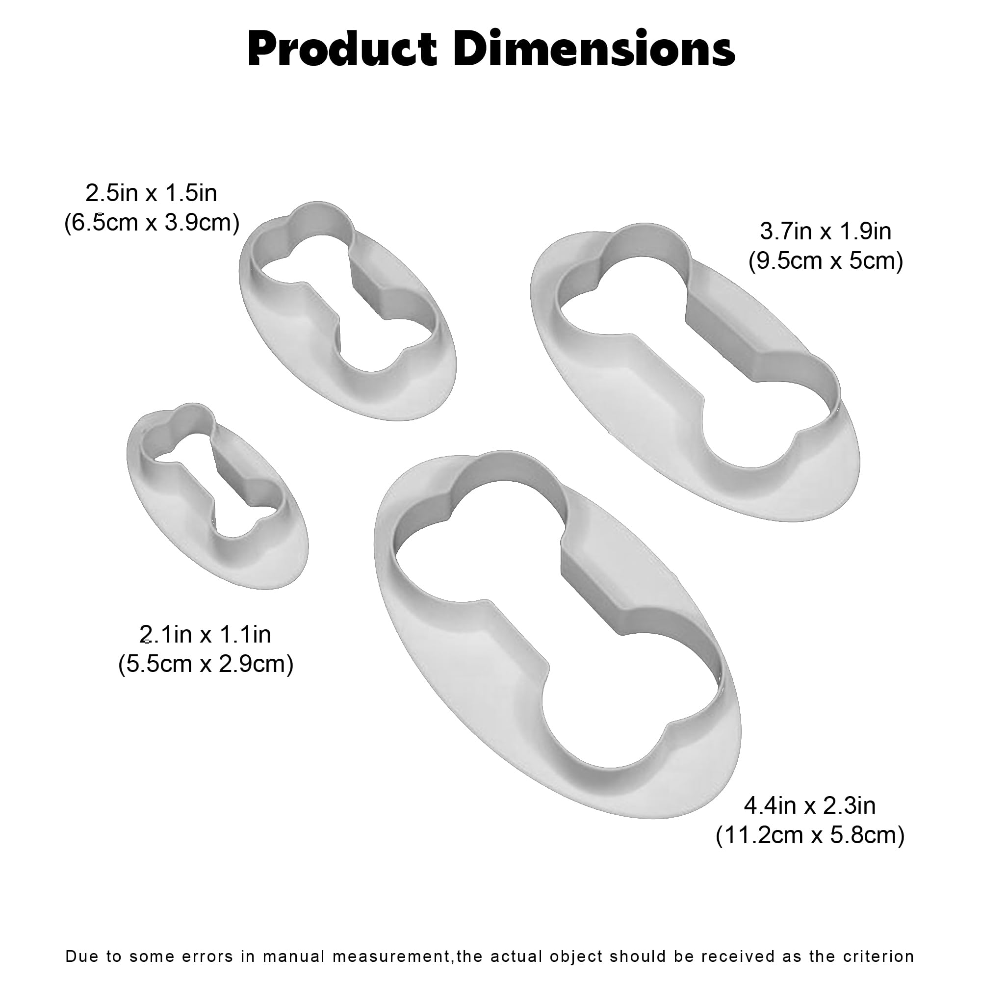 4Pcs/Set Dog Bone Cookie Cutters | Plastic Biscuit Cutter & Stamp - Dog Bone Biscuit Cake Fondant Pancake Cutter Mold | Dog Treat Mold Perfect for Homemade Dog Biscuits Varied Sizes For Pet Owners
