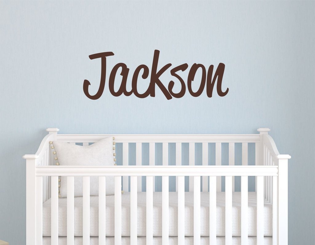 Boys Nursery Personalized Custom Name Vinyl Wall Art Decal Sticker 28" W, Boy Name Decal, Boys Name, Nursery Name, Boys Name Decor Wall Decals, Boy's Bedroom Decor, Plus Free 12" Hello Door Decal