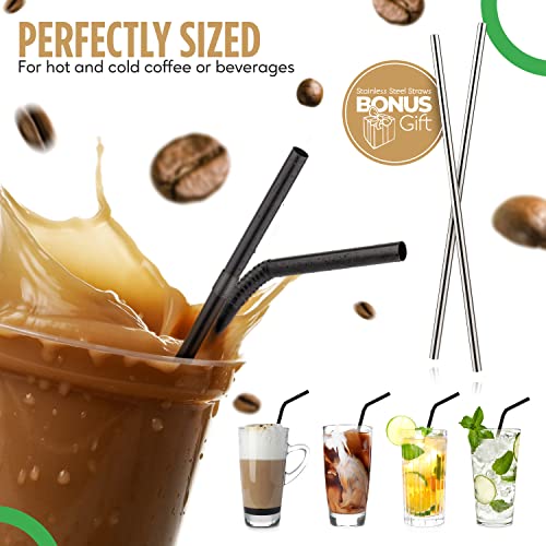 500 Black Straws Individually Wrapped - Individually Wrapped Straws - Drinking Straws - Black Plastic Straws - Disposable Straws - Straws Individually Wrapped