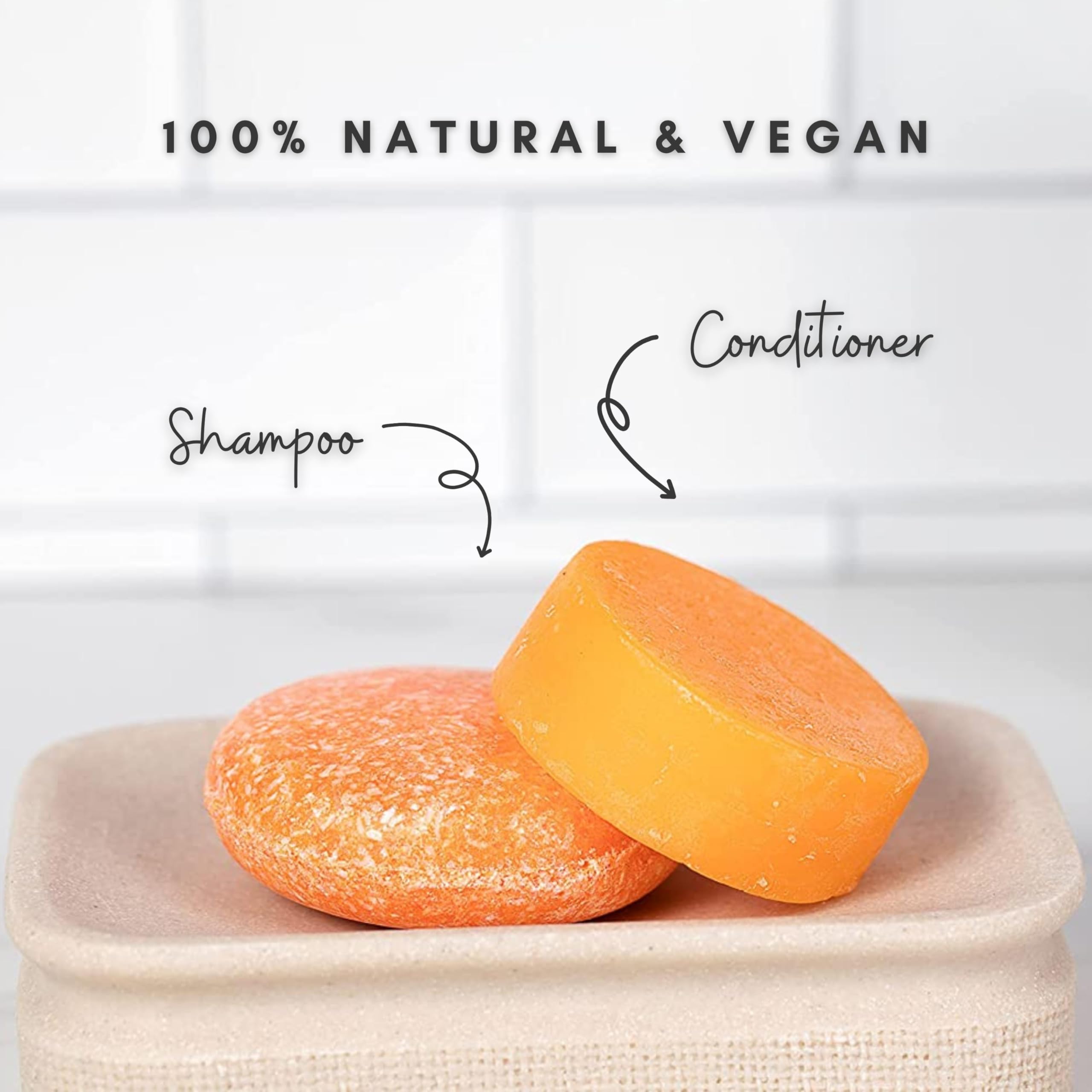 Wave Fresh Citrus Shampoo & Conditioner Bar Set - Natural & Organic Moisturizing Vegan Shampoo and Conditioner Bars for Women & Men - Long-Lasting (80-120 Uses)