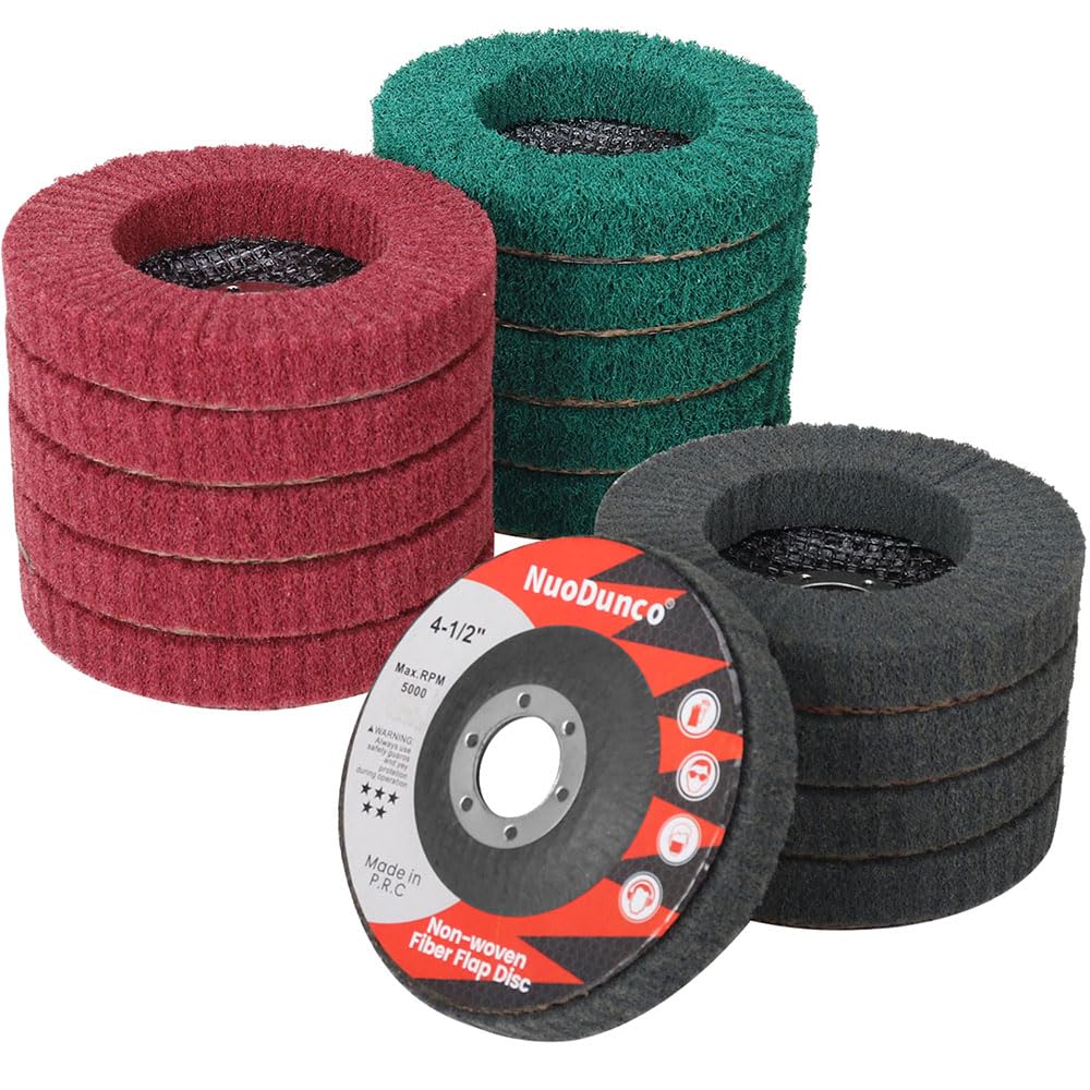 NuoDunco 15Pcs 180# 320# 600# Scour Flap Disc 4 1/2 Inch Angle Grinder Attachment for Metal & Wood Scouring Pads Polishing Wheel Sanding Disc Paint Rust Remover