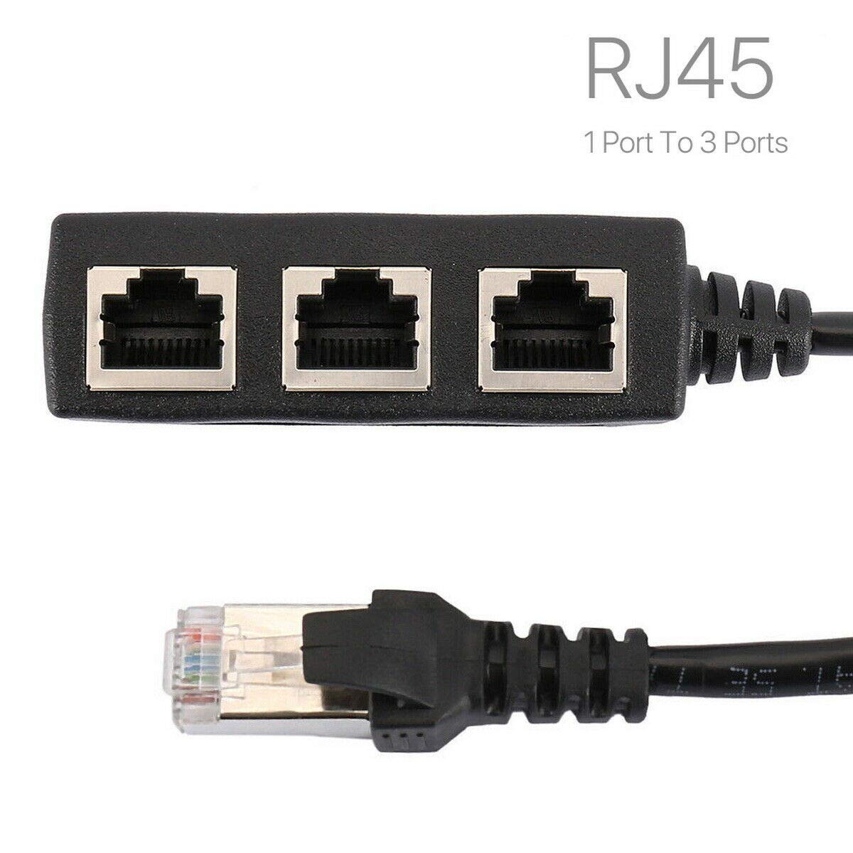 RJ45 Ethernet Splitter Cable RJ45 1 Male to 3 Female Socket Port LAN Ethernet Network Splitter Adapter Cable Compatible with Cat5 Cat5e Cat6 Cat7