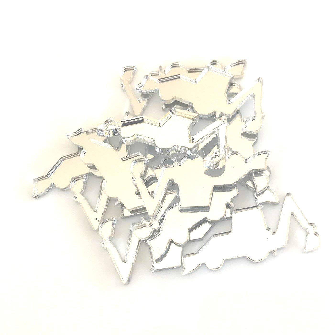 Super Cool Creations Digger JCB Shaped Crafting Mirrors, Set of 10, Many Colours, Shatterproof Acrylic, Pink Mirror, Pack of 10 x 4cm