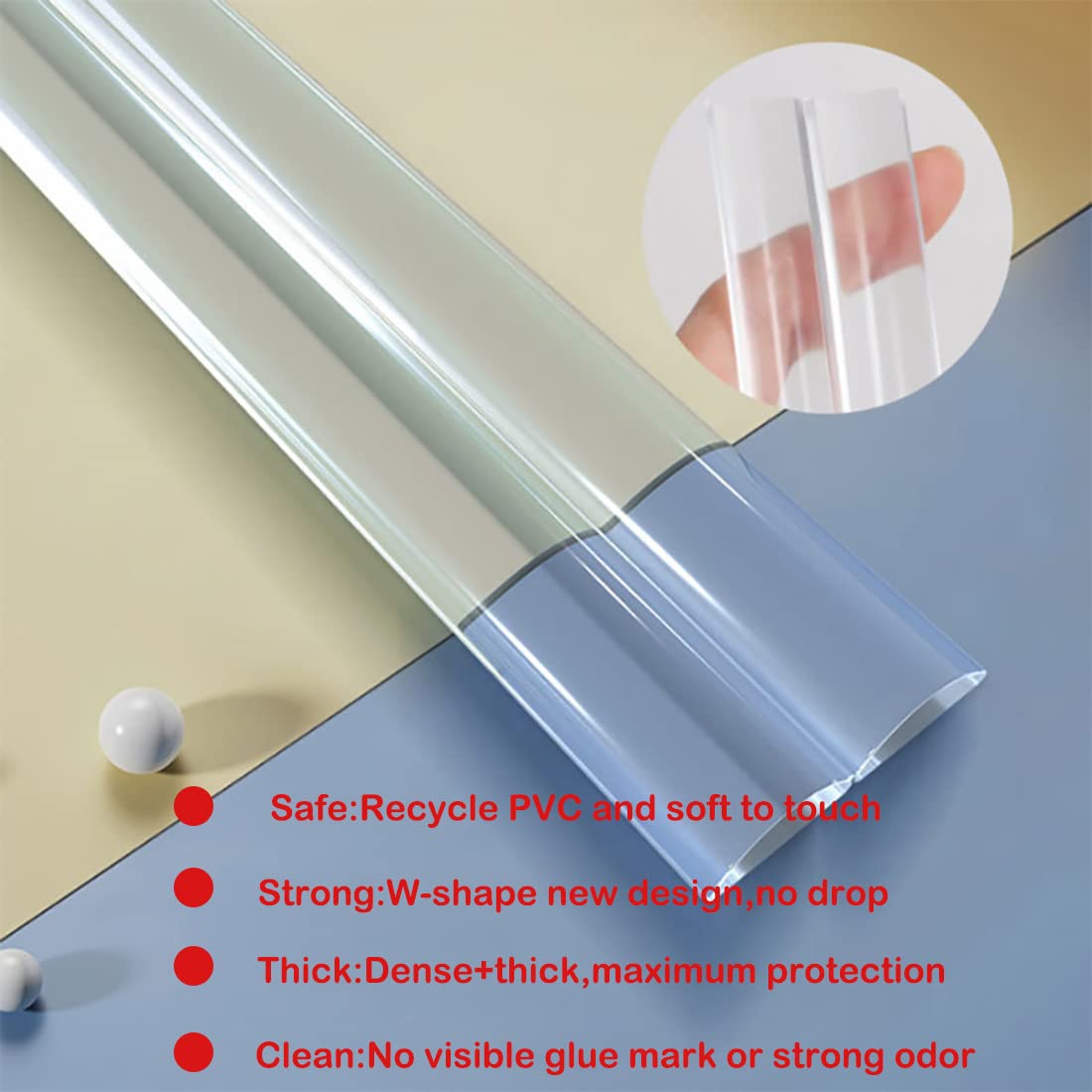 Baby proofing Edge Protector Strip,Clear Soft Silicone Corner Protectors with Upgraded Pre-Taped Strong Adhesive,6.6 FT Edge Guard for Furniture Against Sharp Corner for Cabinets,Tables,Drawers.