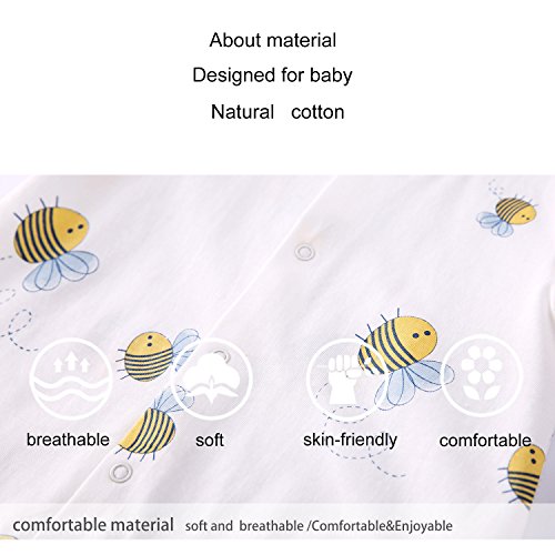 pureborn Baby Boys Girls Short Sleeve Cute Romper Summer One-Piece Outfits Cartoon Bees 0-3 Months