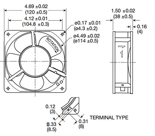Mechatronics 120x38mm IP55 Rated Fans (230V, High Speed)