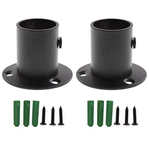 Shower Curtain Rod Holder,ULIFESTAR Closet Rod Brackets Heavy Duty Stainless Steel Pipe Pole Flange Socket Wardrobe Bracket End Supports,Easy Installation Quick Removal Black (Diameter 19mm/0.75āā)