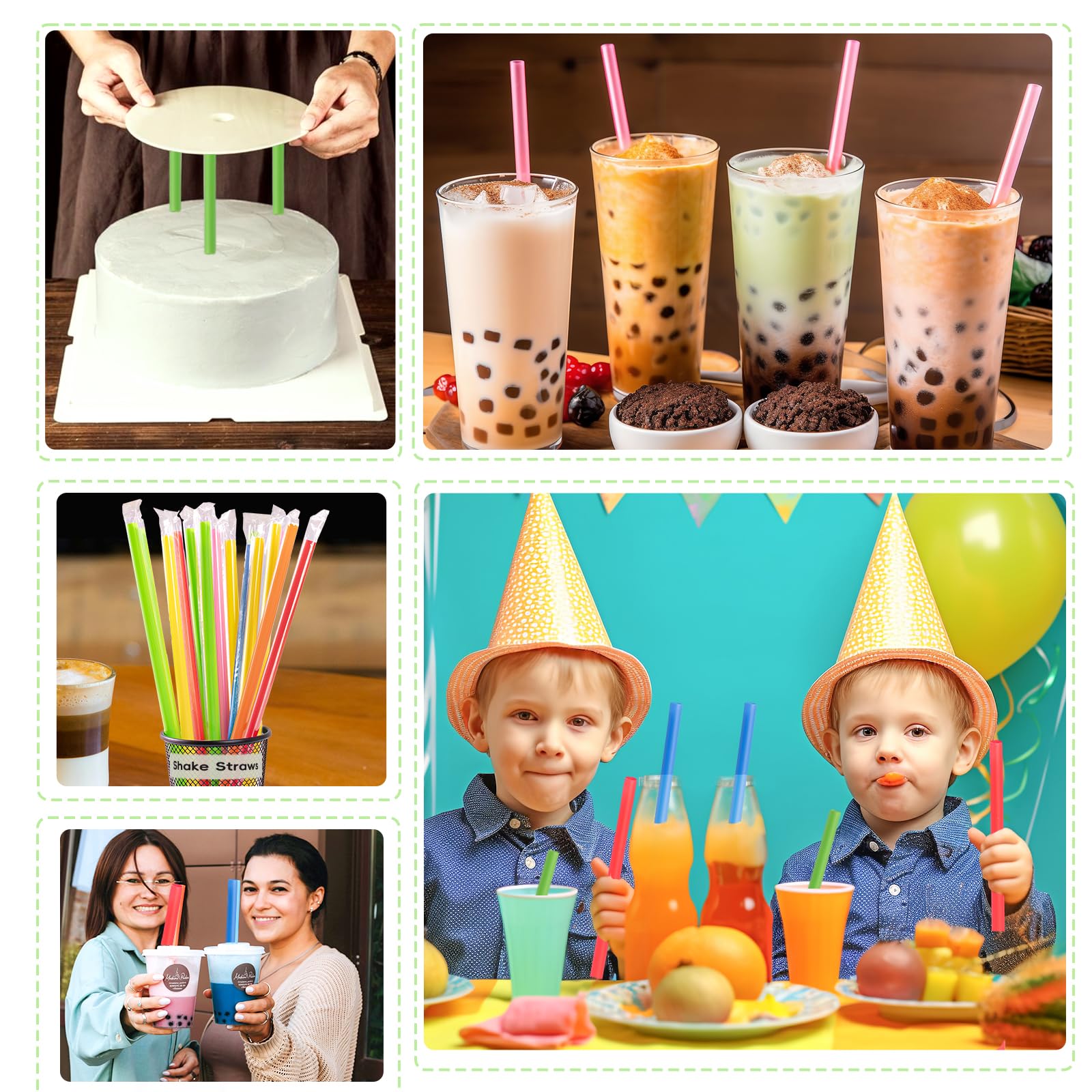 320 PCS Jumbo Smoothie Straws, Individually Wrapped, Disposable Plastic Babo Straws, Large Wide-mouthed Milkshake straws, Drinking Straws, Colorful PP Straws (0.4''Diameter x 8.5" Long)