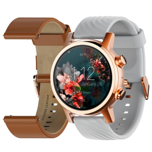 Moto 360 3rd Gen 2020 - Wear OS by Google - Touch Screen - Luxury Stainless Steel Smartwatch - Genuine Leather and High-Impact Sports Bands - Champagne Gold