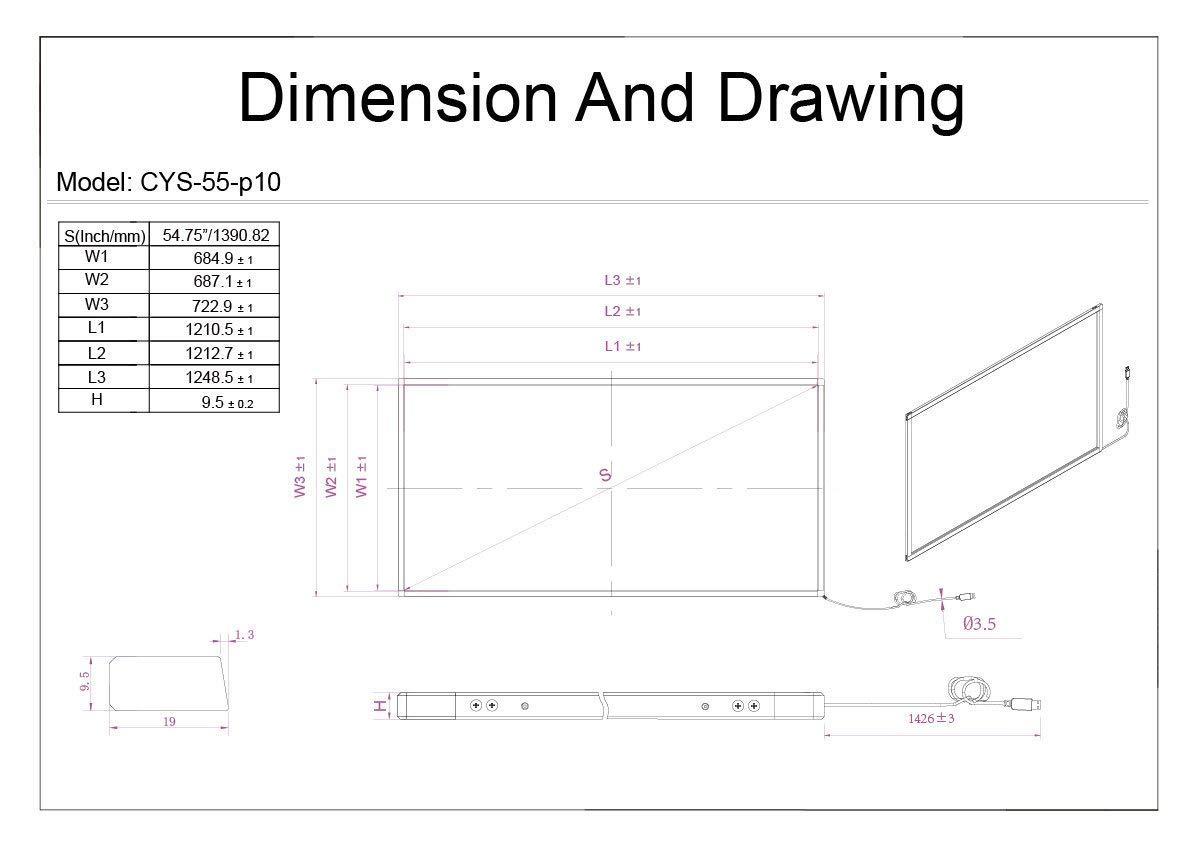 Chengying 55 inch 10 Point Multi-Touch Infrared Touch Frame, ir Touch Panel, Infrared Touch Screen Overlay