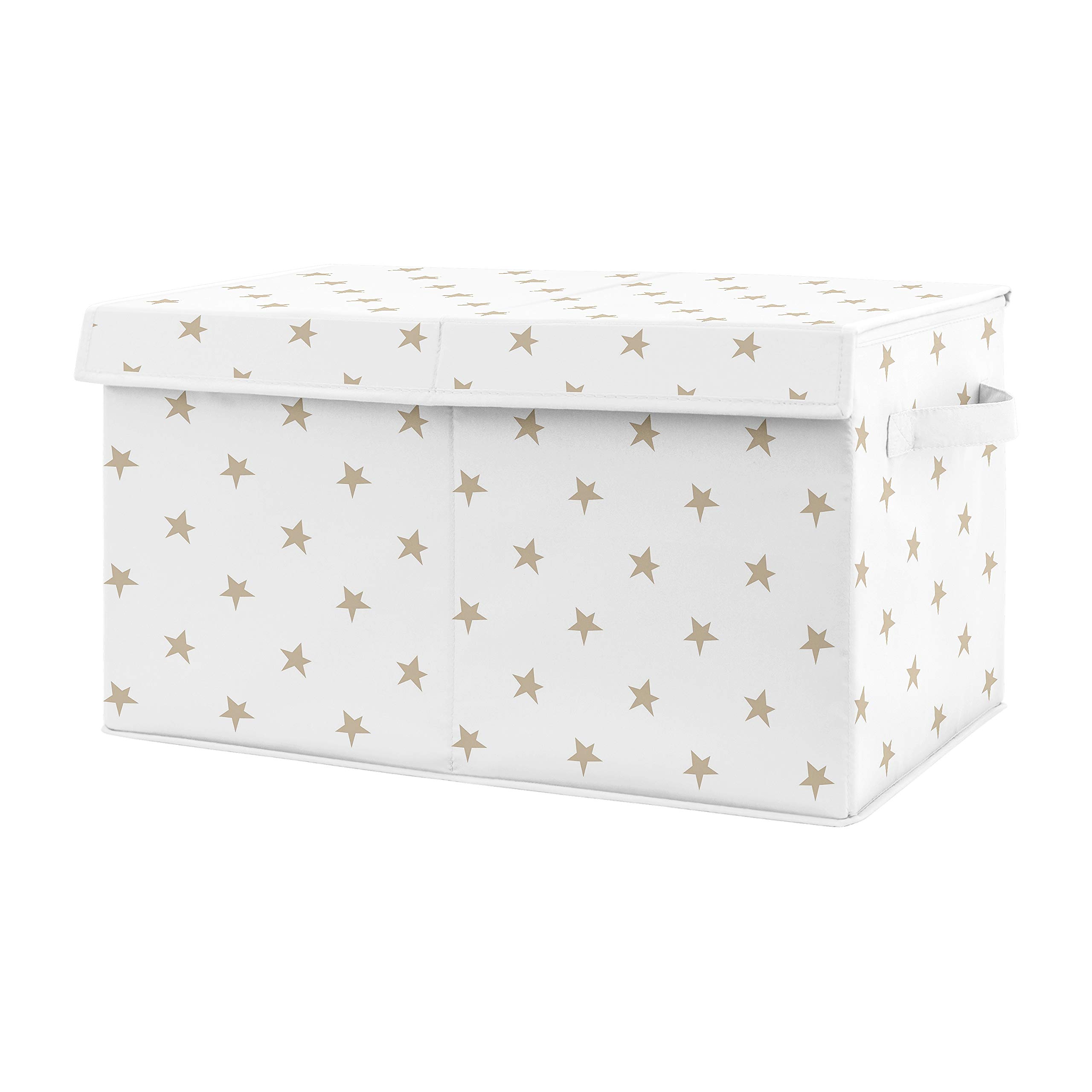 Sweet Jojo Designs Gold and White Celestial Star Girl Small Fabric Toy Bin Storage Box Chest For Baby Nursery or Kids Room