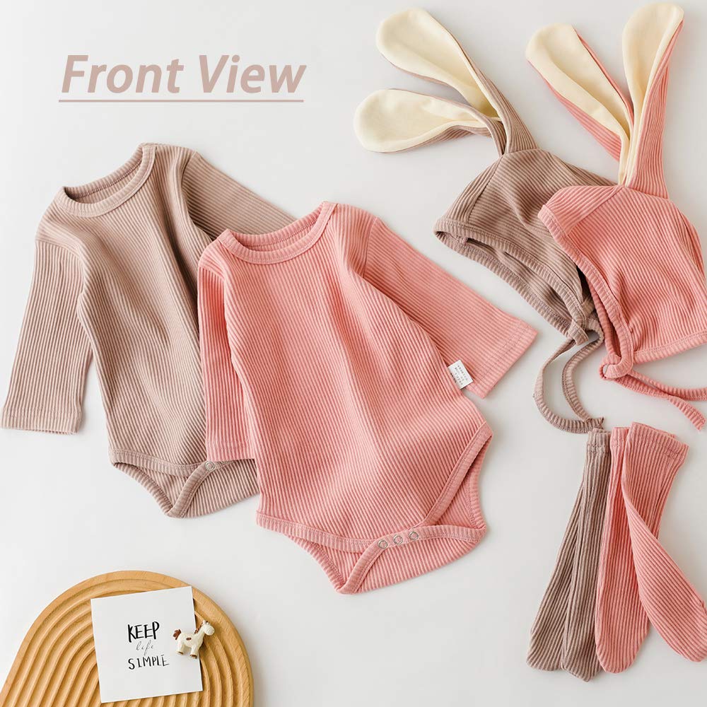 ACEHCEAR Baby Boys Girls Bunny Outfit My First Easter Outfits Baby Halloween Costume Infant Newborn Bodysuit Romper with Long Bunny Ear Hat 0-6 Months