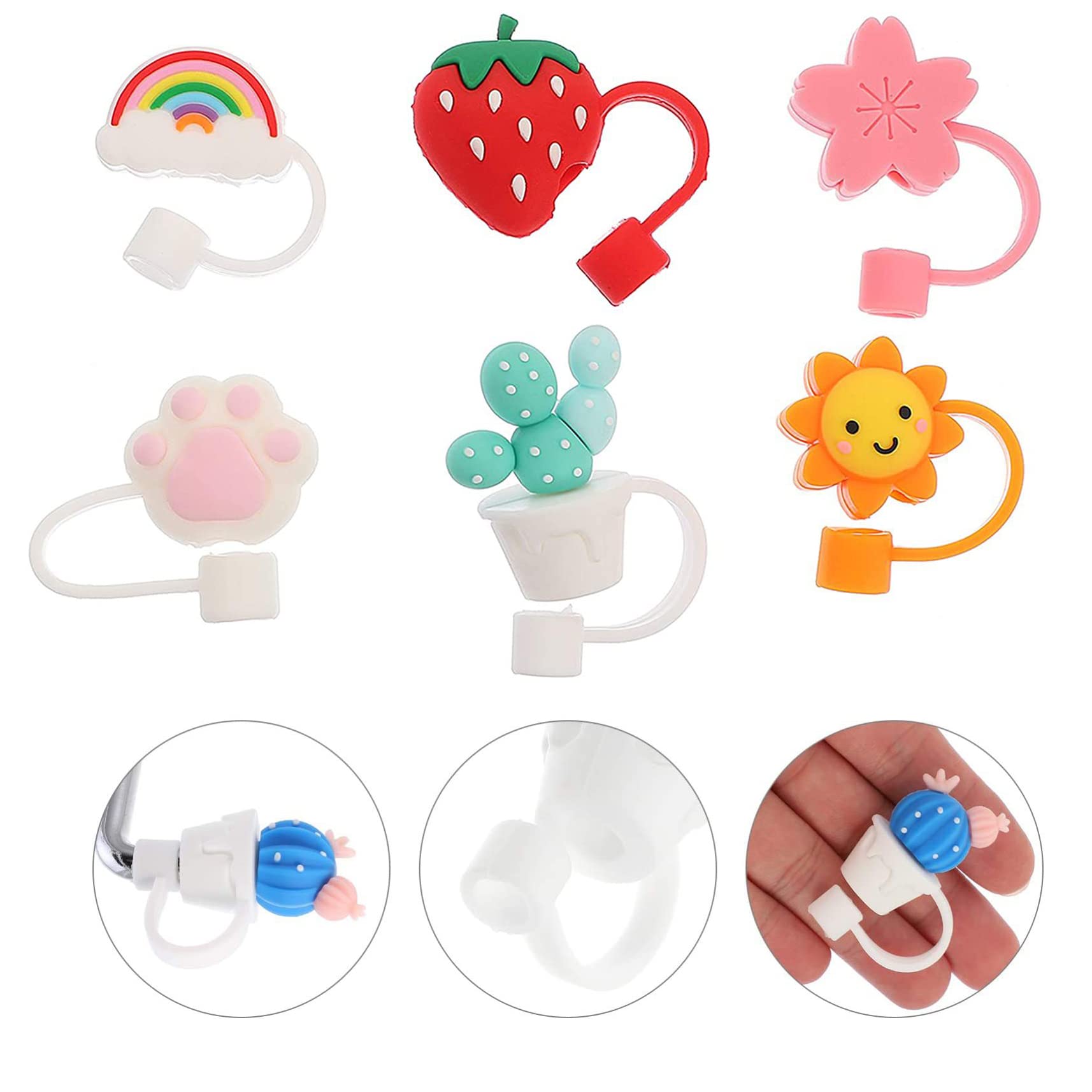 6Pcs Straw Tips Cover Straw Covers Cap for Stanley Cup Cloud Shape Straw Protecto Reusable Drinking Straw Lids for Straw Tips Bottle Accessories (style A)