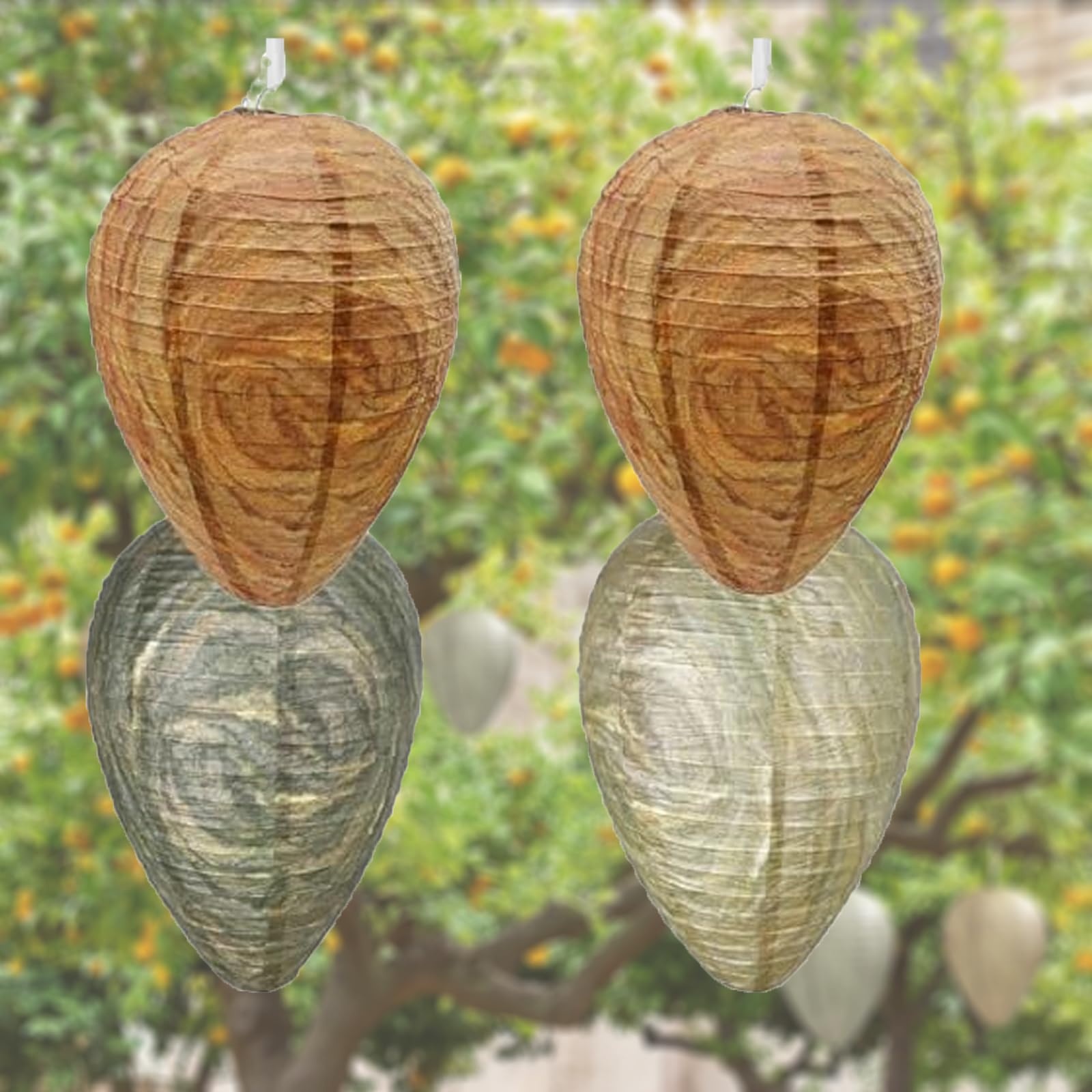 4 Pcs Wasp Nest Decoy Wasp for Outdoor Hanging, Home and Garden(2pcsYellow,1 Green, 1 Light Brown)