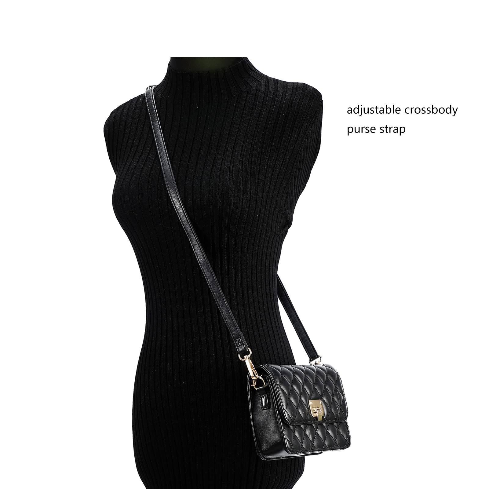 Xiazw Adjustable Soft PU Leather Shoulder Crossbody Purse Strap Bag Chain Replacement (White - Gold)