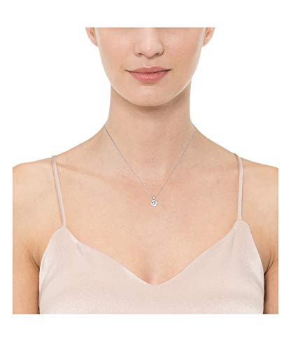 Amazon Essentials Platinum Plated Sterling Silver Cubic Zirconia Round Cut Solitaire Pendant Necklace (8mm), 18"