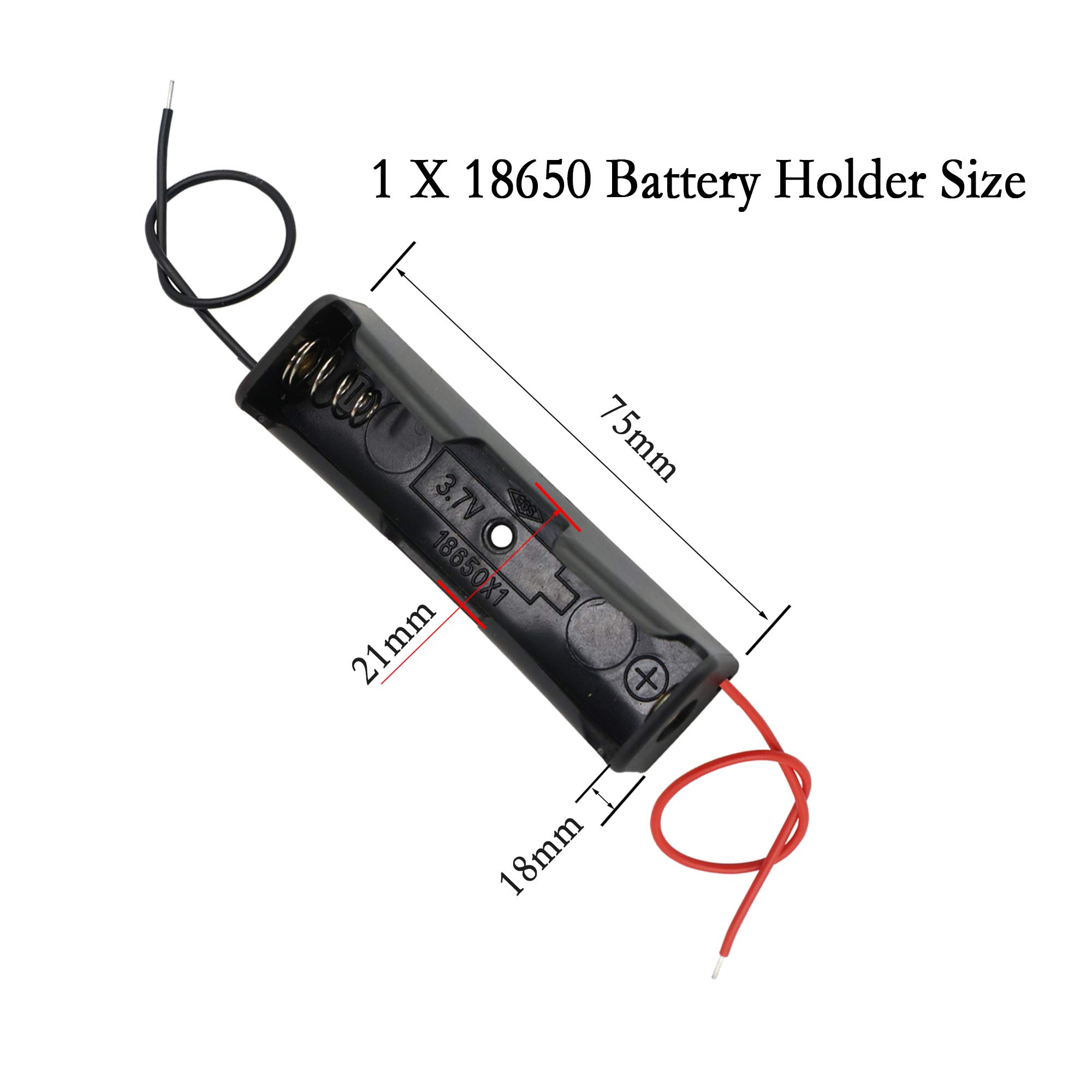 PNGKNYOCN 18650 Battery Clip 1 Slots 3.7V Plastic 18650 Battery Storage Box Case with Black and Red Wire Leads YOUCHENG for 18650 Battery with Connect Lead(5-Pack)