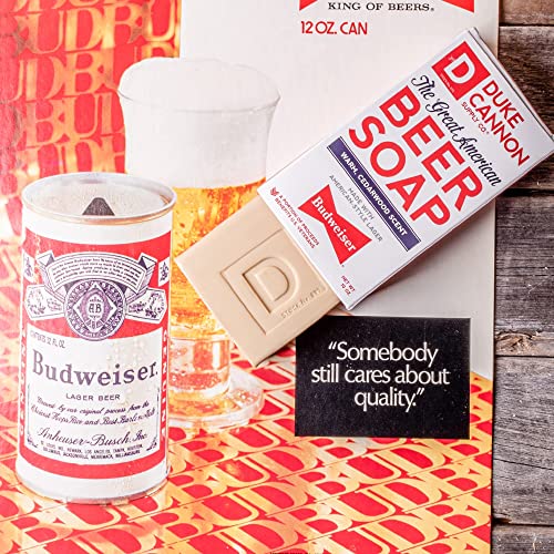 Duke Cannon Supply Co. Big Ass Brick of Soap - Superior Grade, Large Men's Soap Made with Budweiser, All Skin Types, Masculine Cedarwood Scent, 10 oz