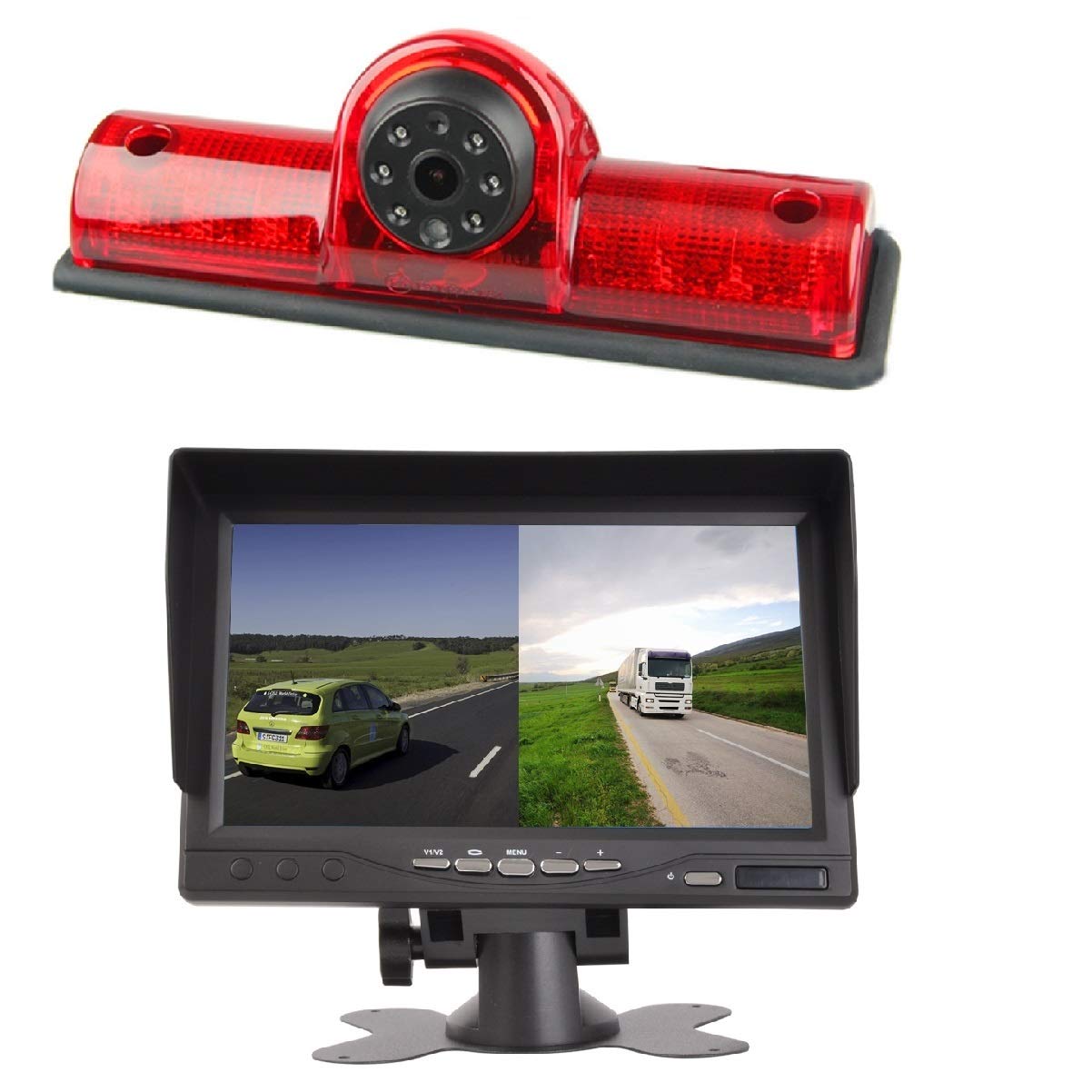 3RD Brake Light Rear View Backup Parking Reversing Camera with 7.0 Inch LCD Monitor Kits for Transporter NV 1500 2500 3500 NV Cargo Van(2012-2019)