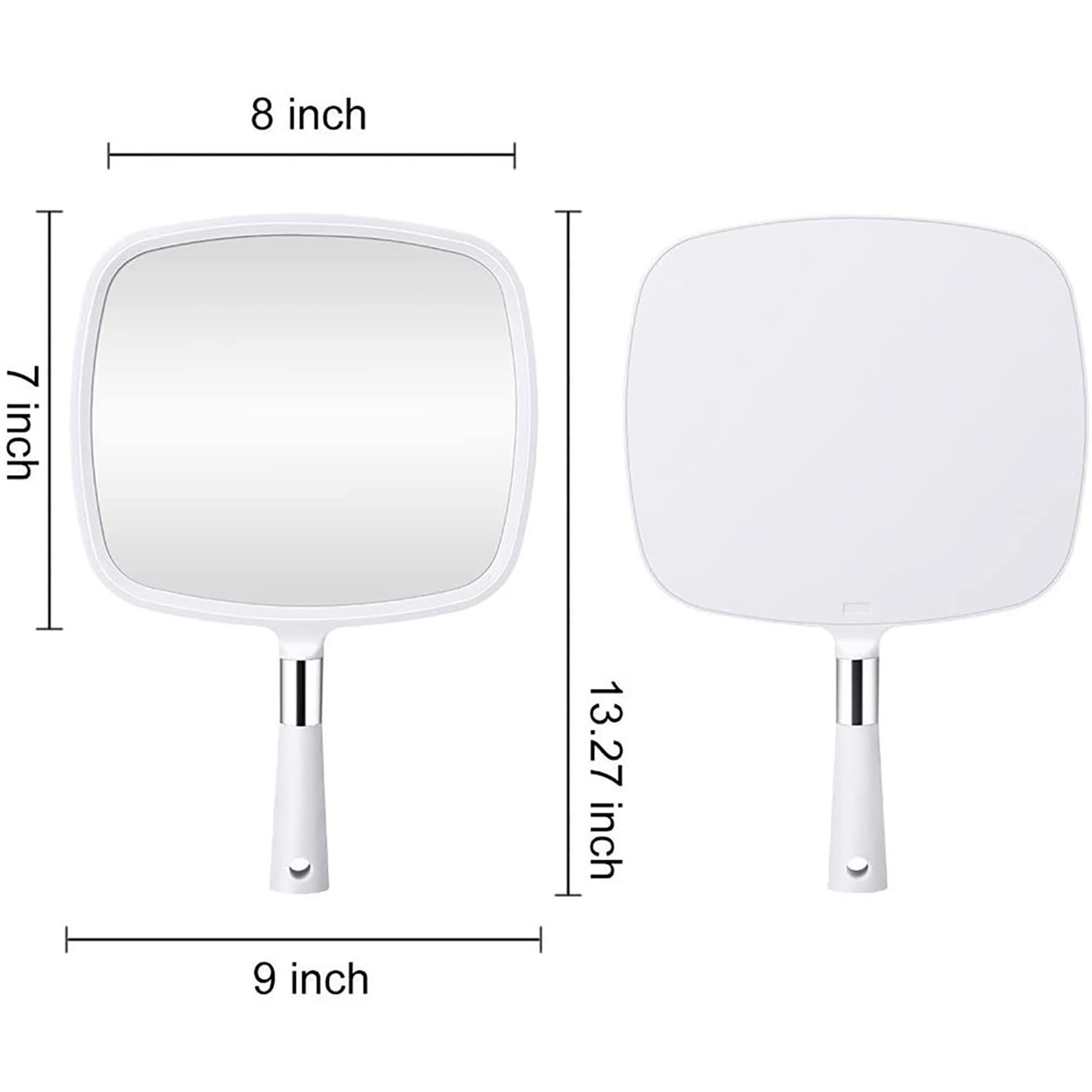 Orange Tech Large Hand Held Mirror with Handle, Makeup Hand Mirror with Hook Hole for Bathroom and Bedroom, Barbers Haircut Mirror for Home and Salon