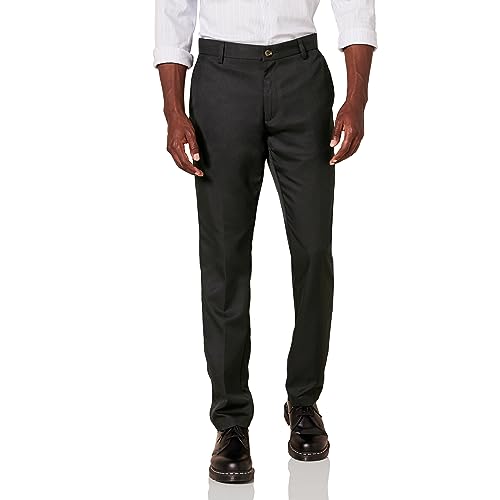 Amazon Essentials Men's Slim-Fit Flat-Front Dress Pant, Black, 34W x 30L