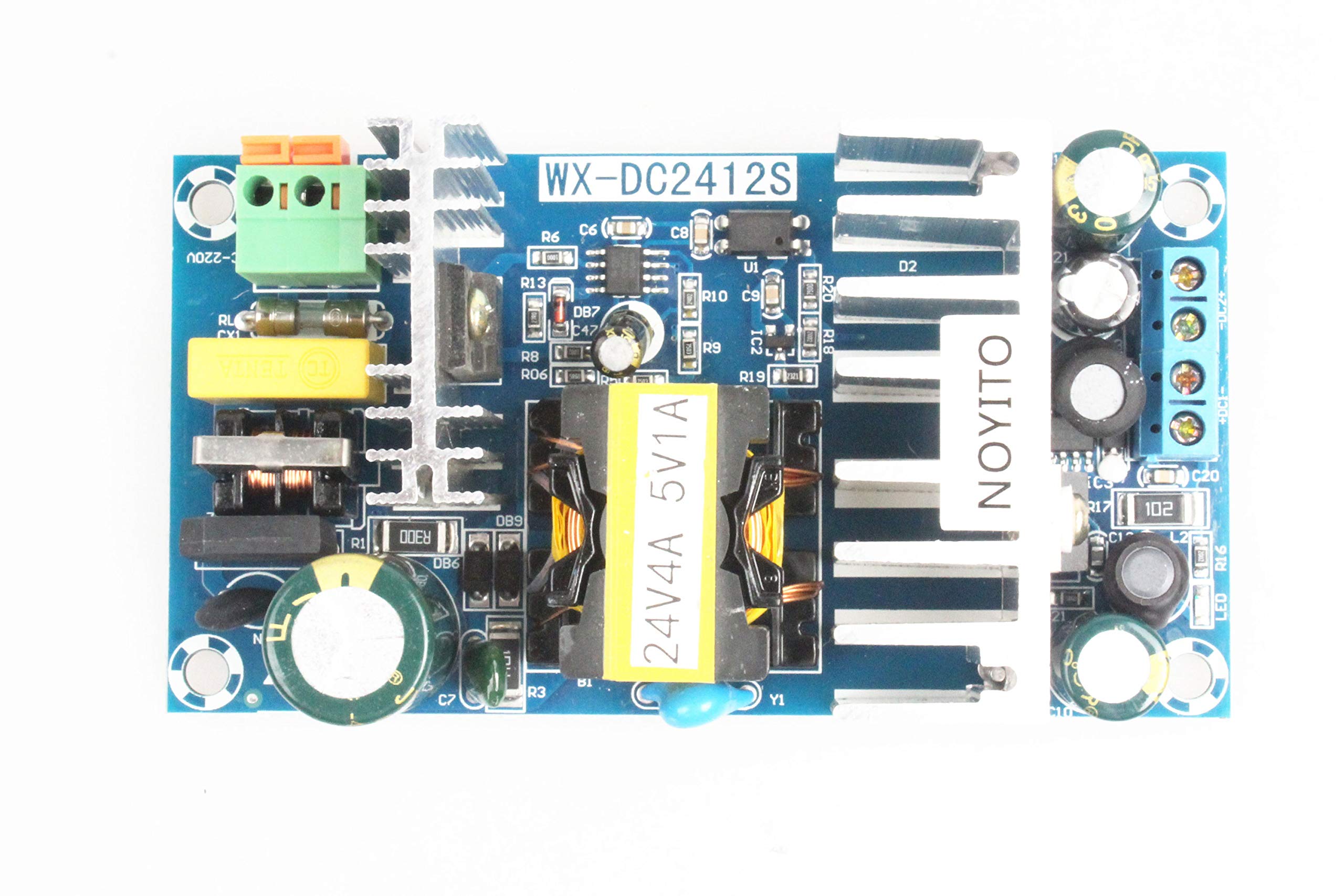NOYITO AC to DC Isolated Power Supply Module DC 24V 4A 5V 1A Dual Output Power AC 120V (90-256V) 50-60Hz to 24V 5V 120W Industrial Power Module (Dual Output 24V 4A, 5V 1A, Blue)