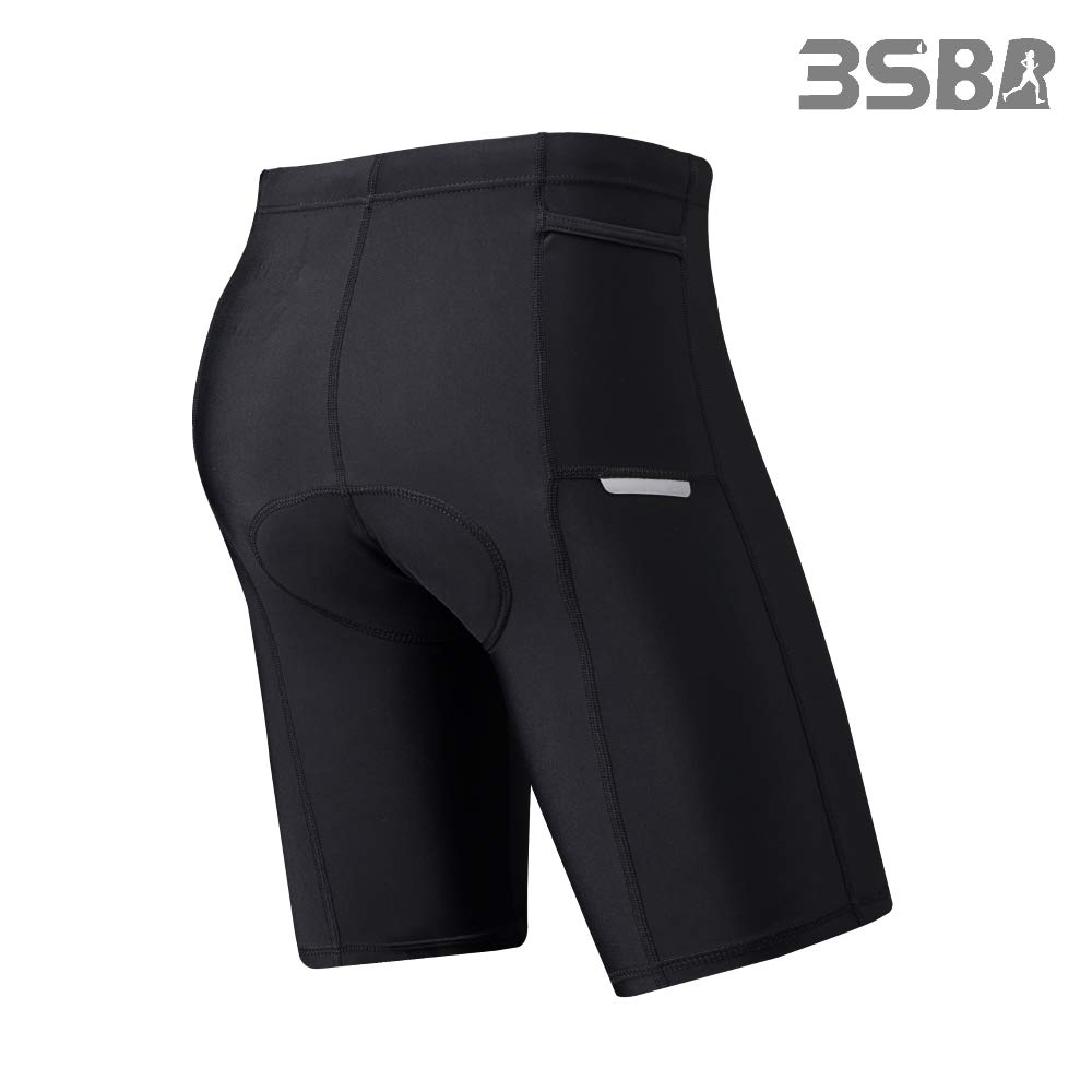 3SB Triathlon Shorts, Men’s Tri Shorts, Padded Cycling Shorts with Pockets, Bicycle Riding Pants Perfect for Training, Black Small