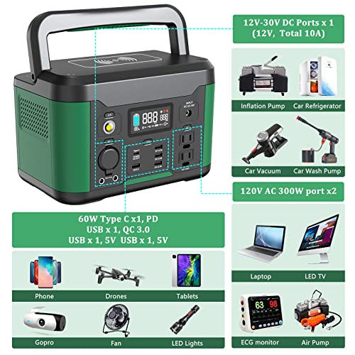 ππππ ππ¨π«ππππ₯π ππ¨π°ππ« πππππ’π¨π§, 515Wh Outdoor Solar Generator Backup Lithium Battery Power Bank with 120V/500W AC Outlet with Flashlight for Outdoors Camping Travel
