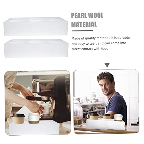 2Pcs Milk Tea Cup Holder Pool Cup Holders for Drinks Cup Holder Tray Drink Carrier for 6 Cup Drink Carrier Drink Carrier Tray Coffee White Packing car Pearl Cotton re-usable