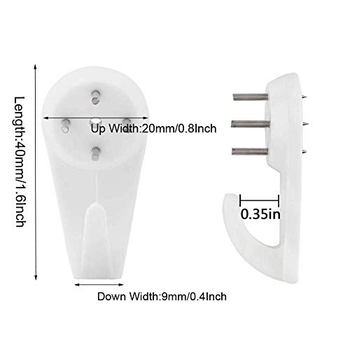 NARAMAX 20PCS White Non-Trace Wall Picture Hook Plastic Powerful Concrete Hard Wall Drywall Picture Hooks Frame Wedding Photos Mirror Wall Studs Hardwall Painting Hangers (M Size)
