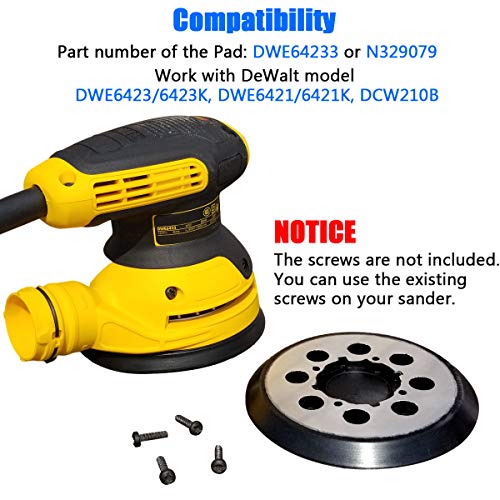 5 Inch 8 Hole Aluminum Alloy Replacement Sanding Pad for Dewalt DWE6423/6423K, DWE6421/6421K, DWE6421-B2, DWE6421-B3, DWE6421-BR, DCW210B Hook and Loop Sander Backing Pad - 1 Pack