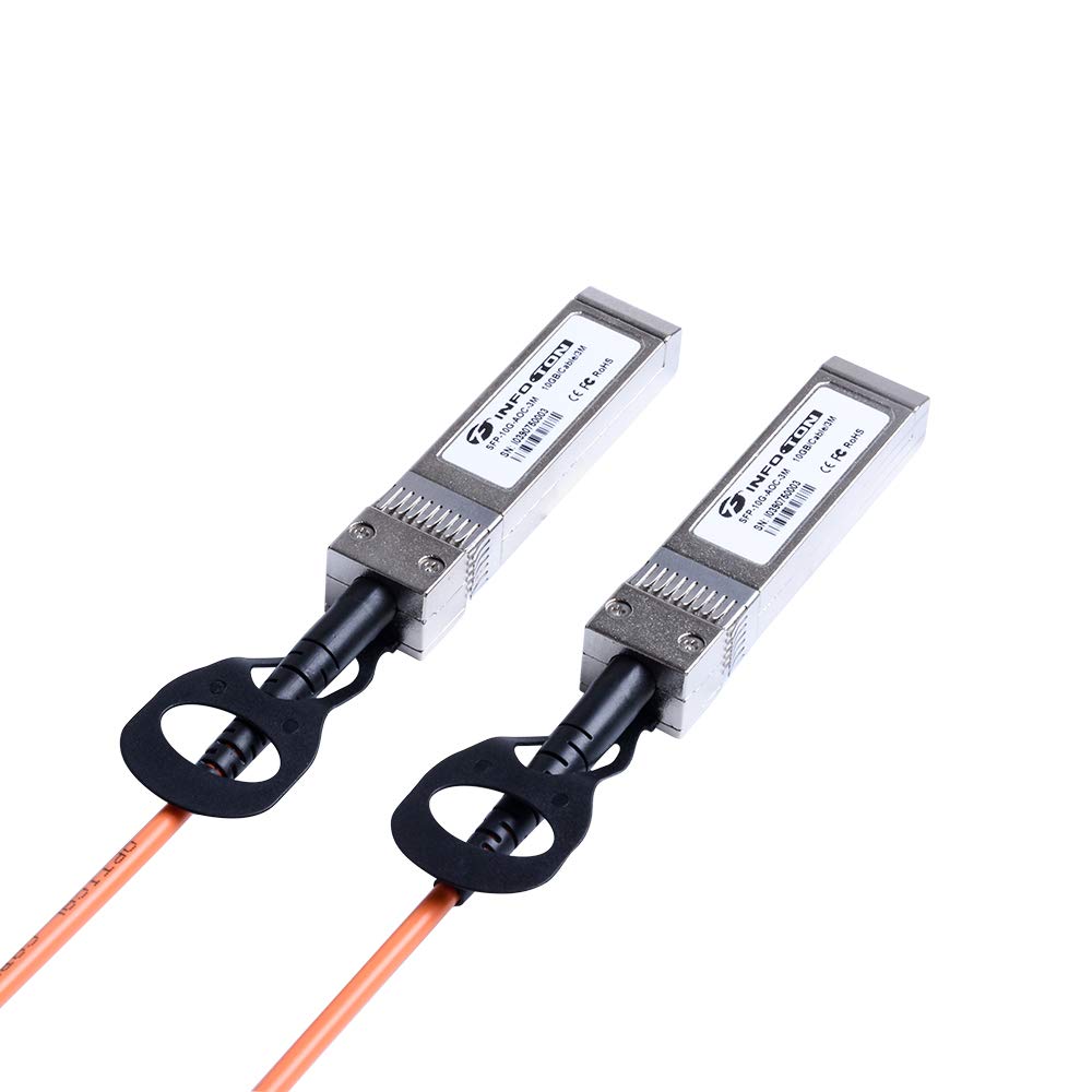 INFOTON 10Gbps Active Optical Cable SFP+ to SFP+,10 GBASE OM2 MMF Fiber AOC Cable with DDM Transceiver Module for Cisco,D-Link,Supermicro,Netgear,Mikrotik and ZTE Devices,7 Meters / 23 Feet