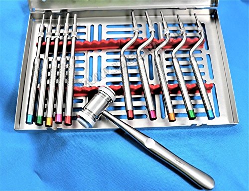 New Premium German Grade Sinus Lift Osteotomes Kit Straight Off Set Concave Mead Mallet Cassette Dental-A