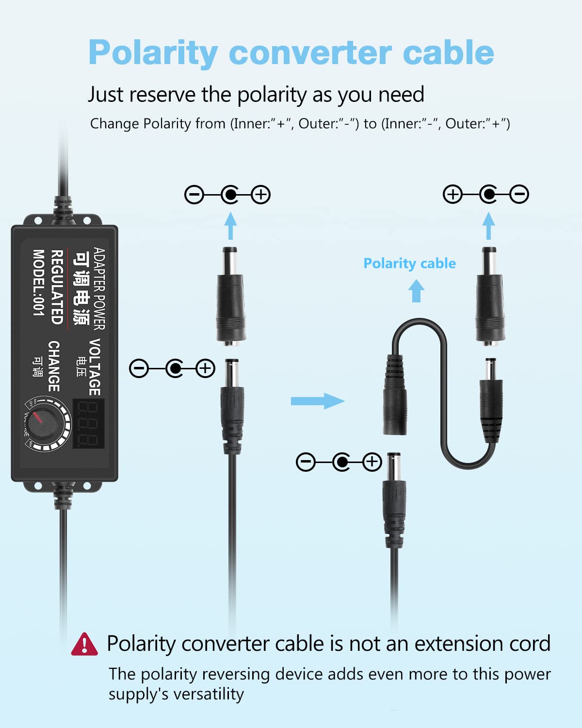 Aclorol Universal AC/DC Power Supply Adapter 48W AC 100-240V to DC 24V 2A 15V 12V 9V 6V 5V 3V 1A 1.5A 1000mA Power Supplies Adjustable Switching AC Adapter with Polarity Converter & 14 Tips