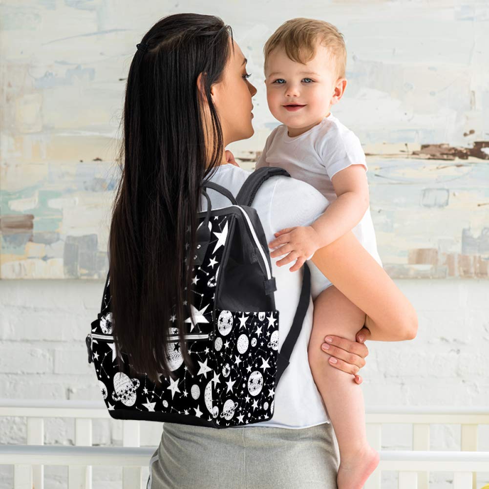 Planets and Stars Space Astronomy Theme Diaper Tote Bags Mummy Backpack Nappy Bag Nursing Bag for Baby Care