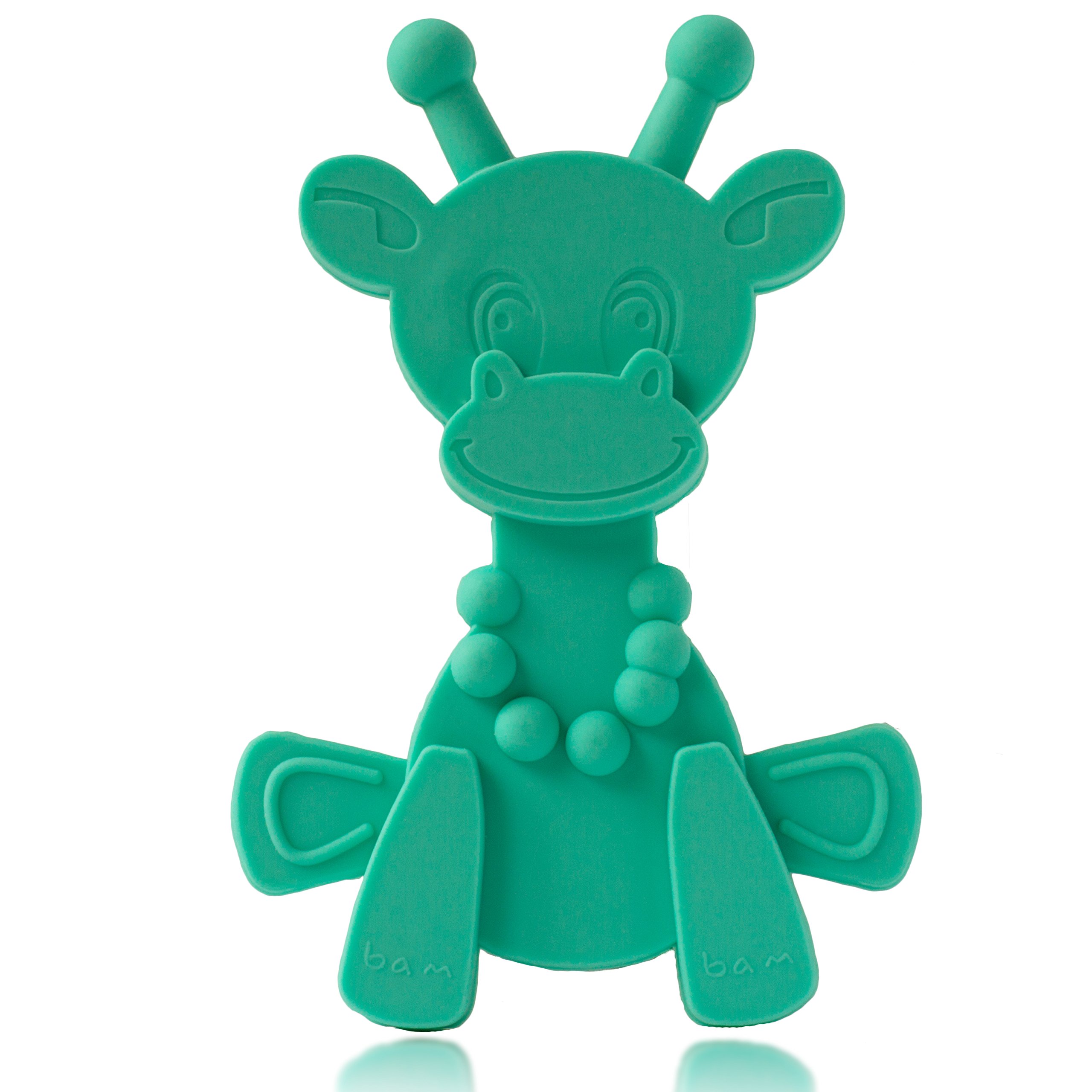 Baby Teething Toy Extraordinaire - Little Bambam Giraffe Teether Toys by Bambeado. Toy for Natural Teething Comfort and for Sore Gums - Baby Christmas Gifts- Turquoise