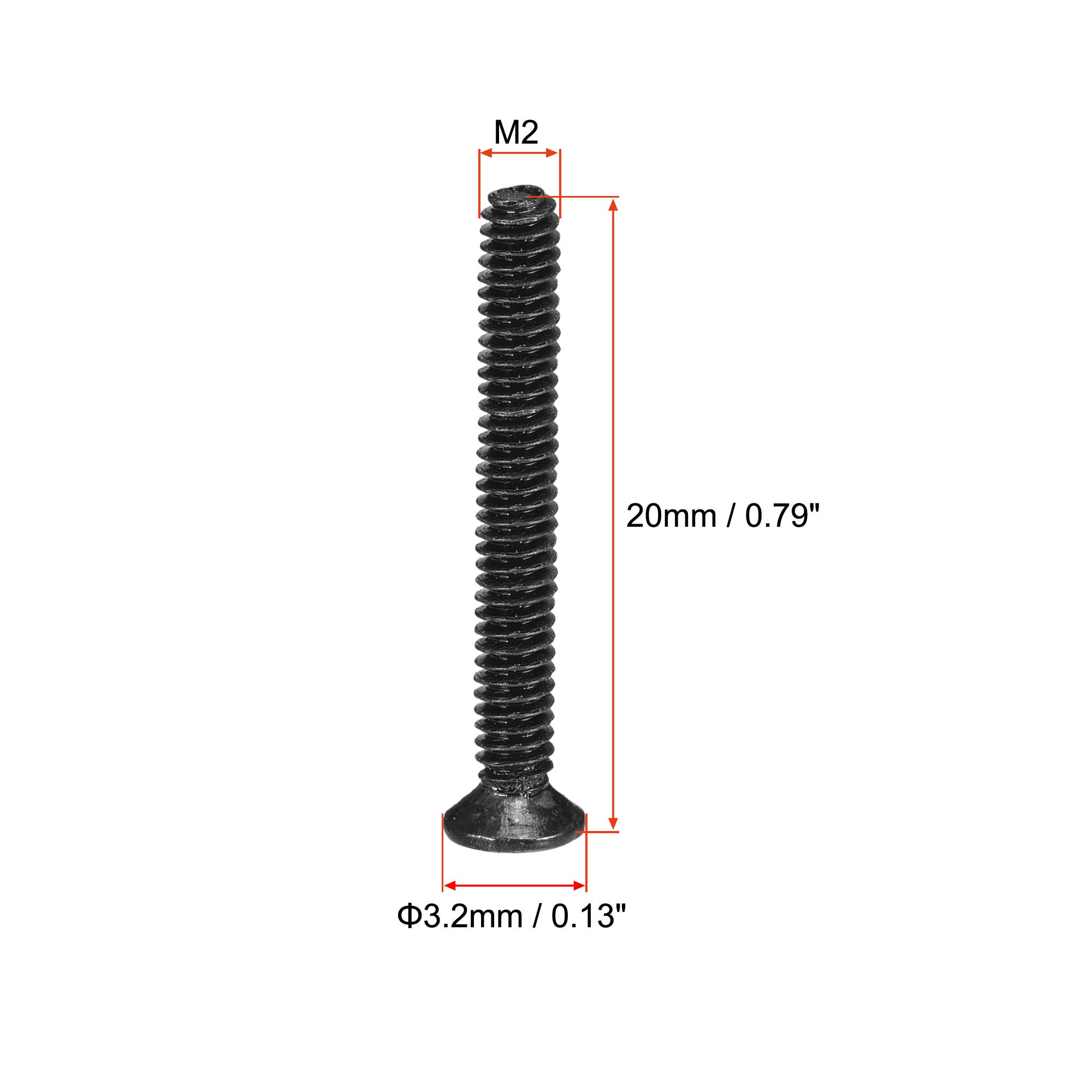 uxcell M2 x 20mm Phillips Screws Fastener Black for Laptop PC TV Fan Switch 500pcs