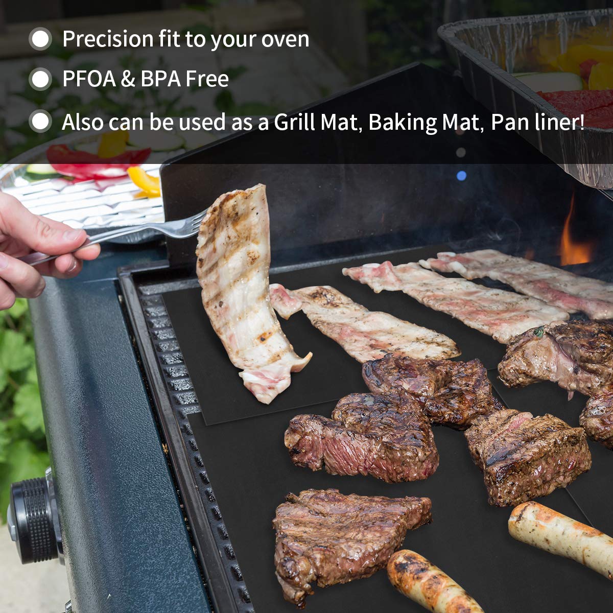 3 Set Nonstick Oven Liner for Bottom of Electric, 16x20 inch Thick Heavy Duty Teflon Oven Liners Mat, Reusable BBQ Grill Mat, and Easy to Clean Barbecue Grilling Mat