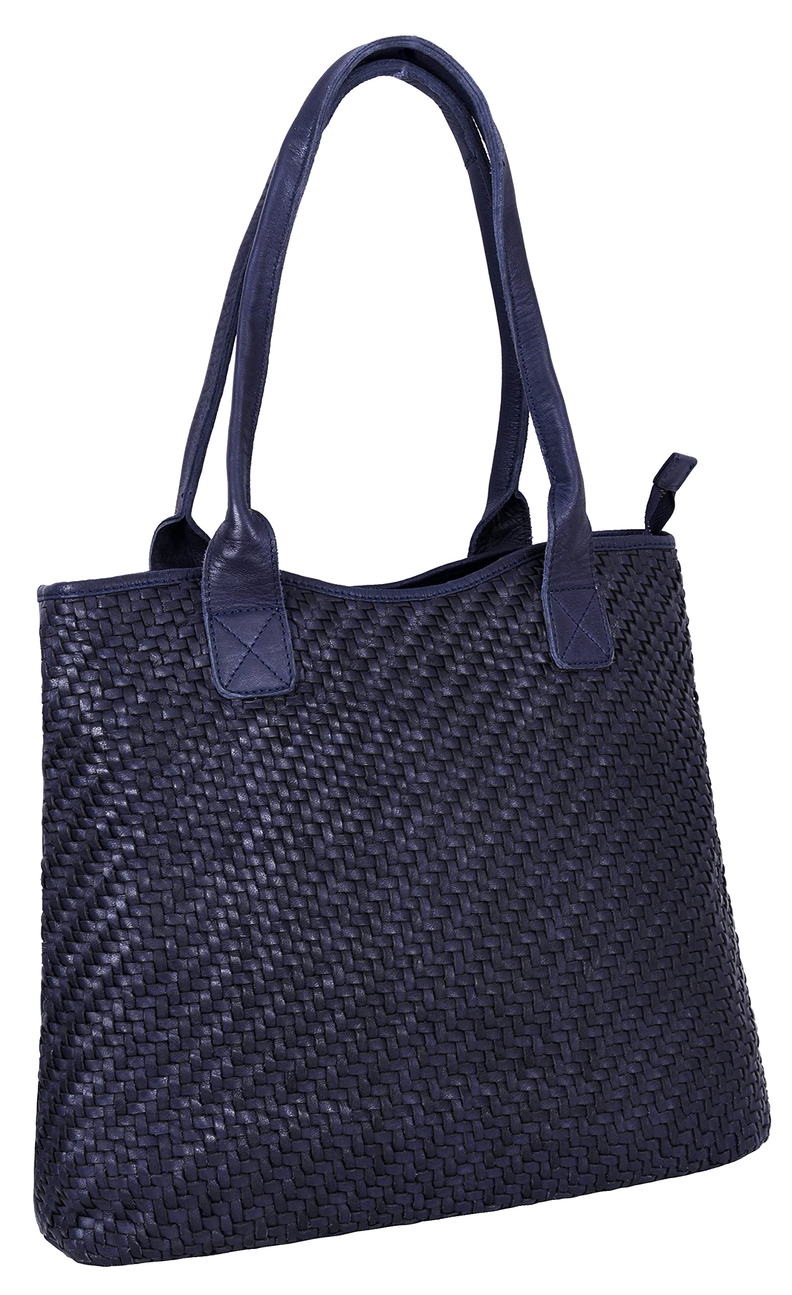 ANTONIO VALERIA Alice Blue Braided Washed Leather HandBag for Women