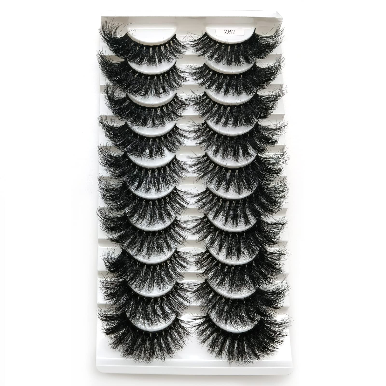 20mm False Eyelashes Cat-Eye Fluffy Mink Lashes, Faux Mink Eyelashes 10 Pairs, 8d Dramatic Long Thick Volume Fake Eyelashes(Z67)