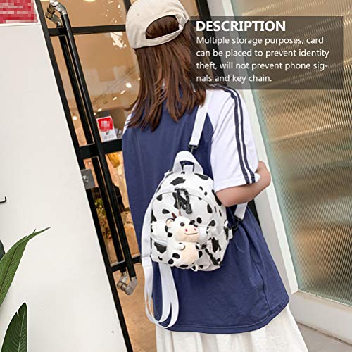 Abaodam Backpack Mini Cow Print Canvas White Cows Baby Bag Women- Canvas Shoulder Pouch Creative Fanny Pack Fashion Backpack for Woman Girl Lady