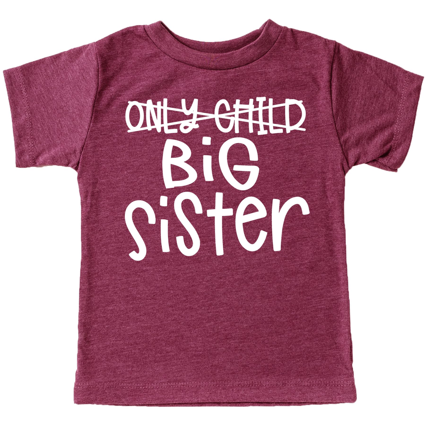 Olive Loves Apple Only Child to Big Sister Sibling Announcement Shirts for Baby and Toddler Girls Sibling Outfits Vintage Burgundy Shirt